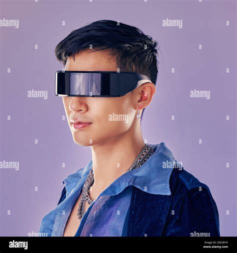 Cyberpunk Fashion And Futuristic Asian Man Jewellery And Clothes With