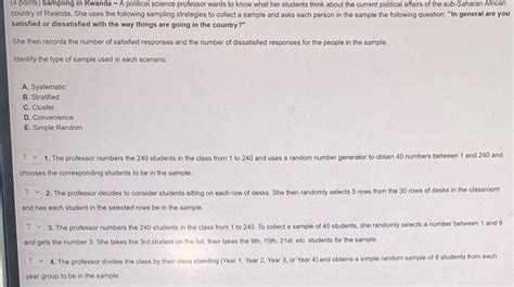 Solved A Points Sampling In Rwanda A Political Science