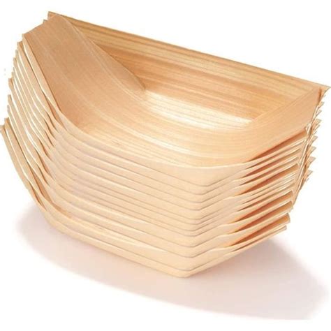 Coupelles En Bambou Bateau 50 PCS Plats De Bateau En Bois Plateaux De
