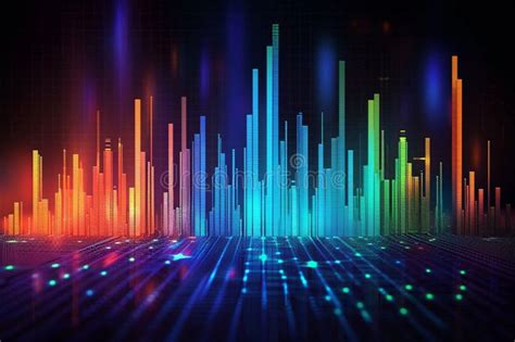 View Spectrum Of Data Lively Bars On An Abstract Dark Background Stock