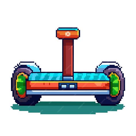 Retro Pixel Art Hoverboard Illustration With Vibrant Colors Premium