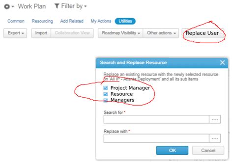 Replace All Instances Of A User On A Project Or In Designated