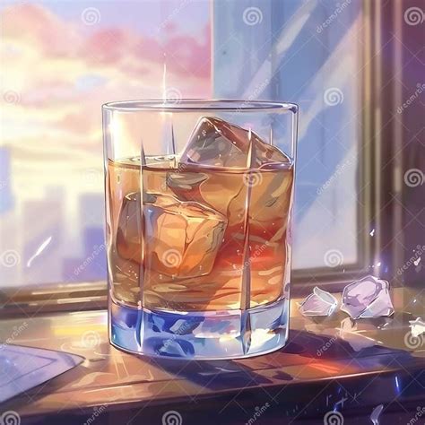 Glass Filled With Ice On Table Stock Illustration Illustration Of