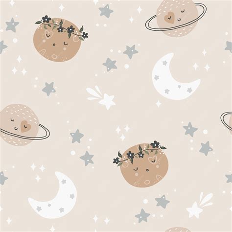 Joli Motif Simple Enfantin Sans Couture Pour Les Enfants Avec Des Lunes