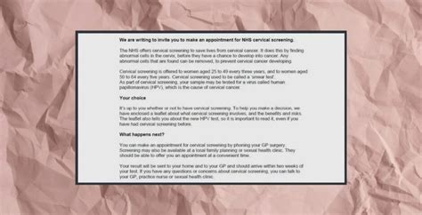 What Your Invitation Letter Wont Tell You About Your First Smear Test