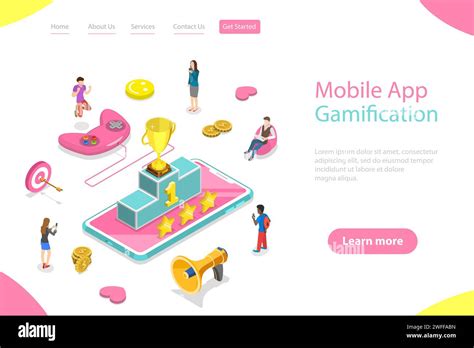 Isometric Flat Vector Landing Page Template Of Interactive Content For Audience Engaging Mobile
