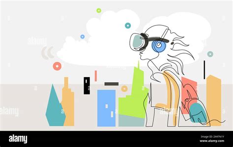 Virtual Reality City Tour A Young Adult Woman Immersive Urban