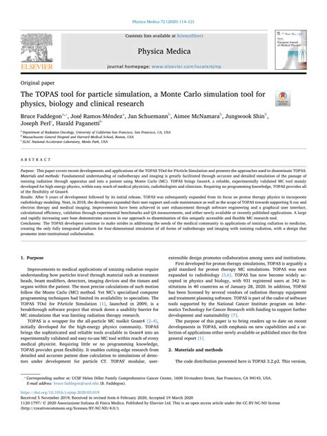 Pdf The Topas Tool For Particle Simulation A Monte Carlo Simulation