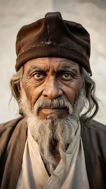 Front View Old Man Portrt Premium Ai Generated Image