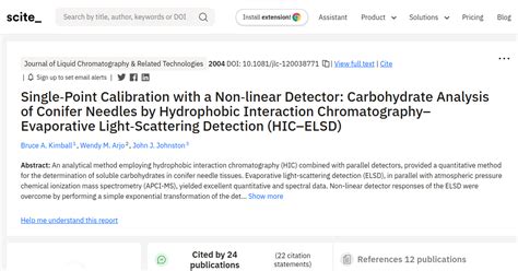 Single‐point Calibration With A Non‐linear Detector Carbohydrate Analysis Of Conifer Needles By