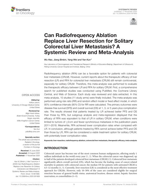 Pdf Can Radiofrequency Ablation Replace Liver Resection For Solitary Colorectal Liver