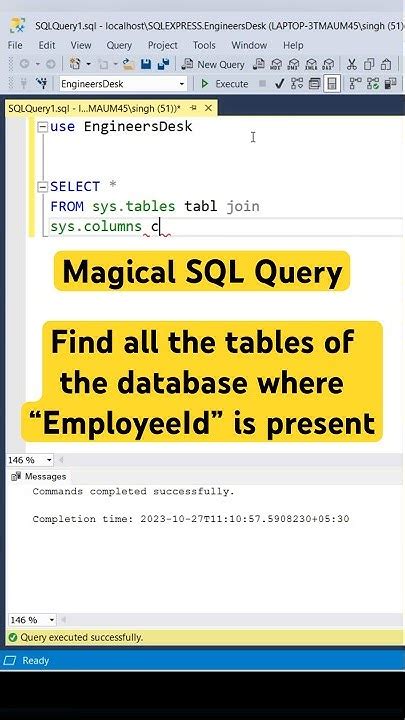 How To Find All The Database Tables Having Column Name Employeeid Shorts Coding Sql