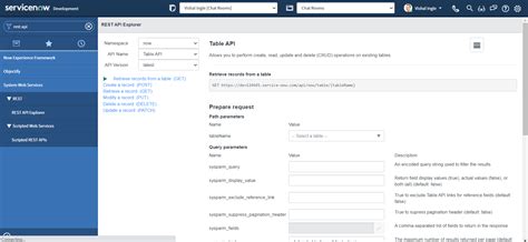 Rest Api Explorer Integratenow