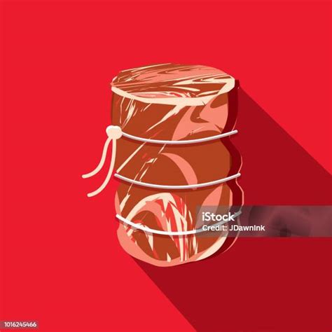 델리 고기 인하 라운드 로스트 그림자와 평면 디자인 테마 아이콘의 쇠고기 눈 0명에 대한 스톡 벡터 아트 및 기타 이미지 0명 고기 긴 그림자 디자인 Istock