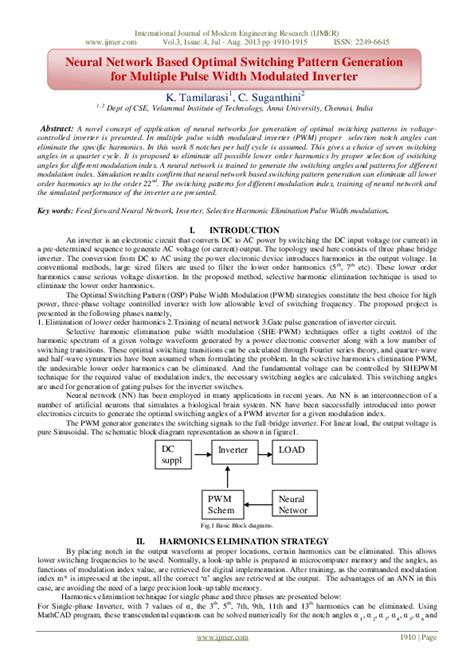Pdf Neural Network Based Optimal Switching Pattern Generation For