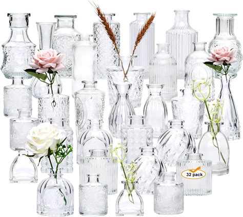 Amazon CUCUMI Set Of Bud Vases For Flowers Small Vintage Glass Bottles In Bulk For