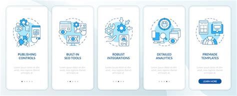 Premium Vector Content Management System Features Blue Onboarding Mobile App Screen
