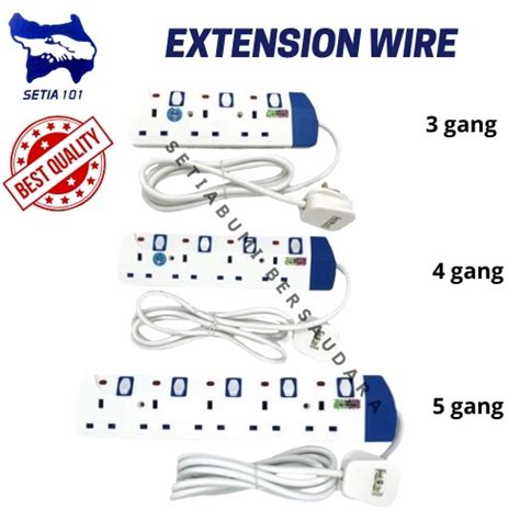 [sirim] 2 Meter Extension Wire Multiple Plug Adaptor Trailing Socket With Neon Universal Adapter