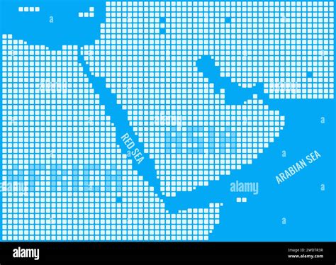 Red Sea And Arabian Sea Illustration With Rectangular Map Stock Vector
