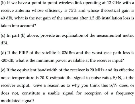 solved a if we have a point to point wireless link operating at 12