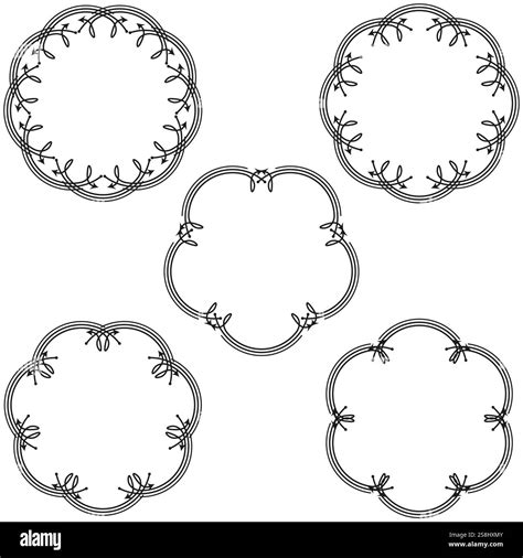 Circular Frame Designs Black Decorative Outlines Elegant Symmetrical Shapes Vector
