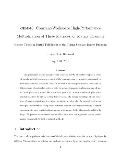 Pdf Gemm3 Constant Workspace High Performance Multiplication Of Three Matrices For Matrix