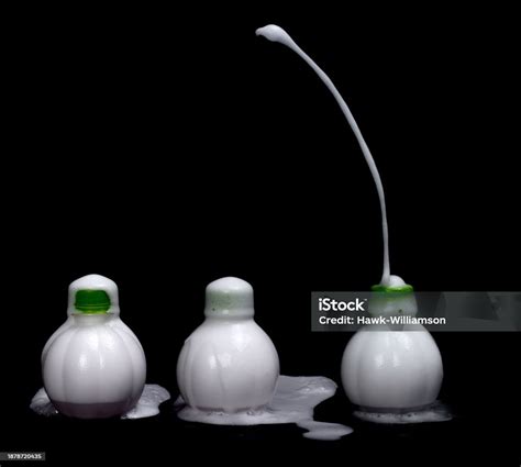 Bubbles Foaming From Round Plastic Bottle Showing Unique Patterns And