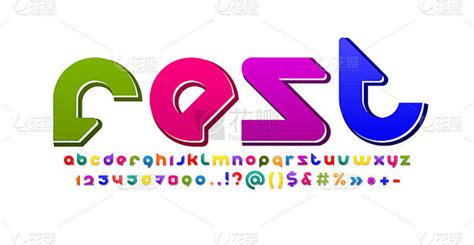 原始明亮的3d字体圆角现代字母表时髦的小写字母从A到Z和数字从0到9矢量插图10EPS