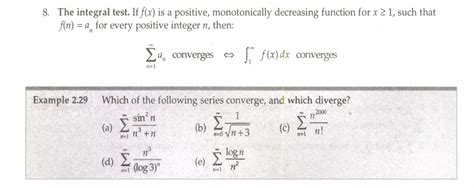 real analysis understanding why the integral test is applicable in