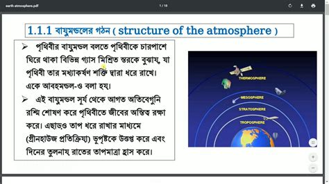 1 A পৃথিবীর বায়ুমণ্ডলের গঠন বায়ুমণ্ডলের বিভিন্ন স্তর। Youtube