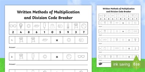 Ks2 Summer Themed Written Methods Of Multiplication And Division Code