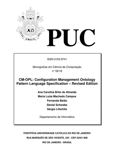 Pdf Cm Opl Configuration Management Ontology Pattern Language Specification Revised Edition