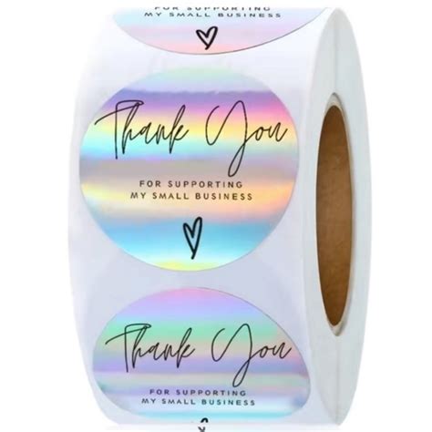 Office New 50 Pcsroll Iridescent Thank You Stickers Lables Packaging