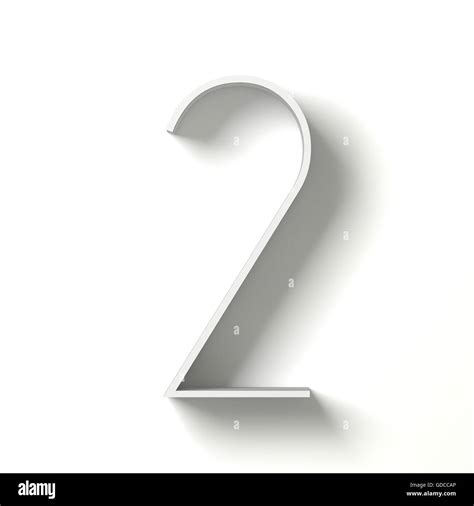 Long Shadow Digit Number Two 2 3d Render Illustration Isolated On
