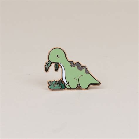 Bronti Snacking Enamel Pin Brontosaurus Snacking Enamel Pin Bellzi