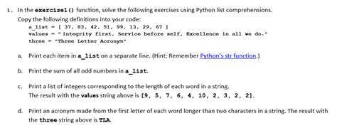 Solved 1 In The Exercise1 Function Solve The Following Chegg
