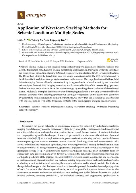 Pdf Application Of Waveform Stacking Methods For Seismic Location At