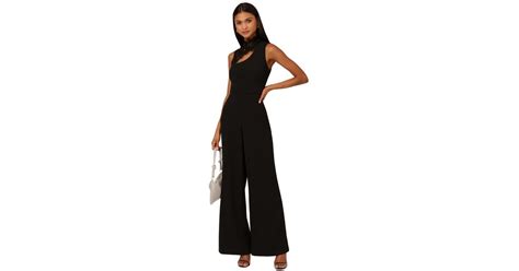 Adrianna Papell Lace Panel Cut Out Jumpsuit In Black Lyst