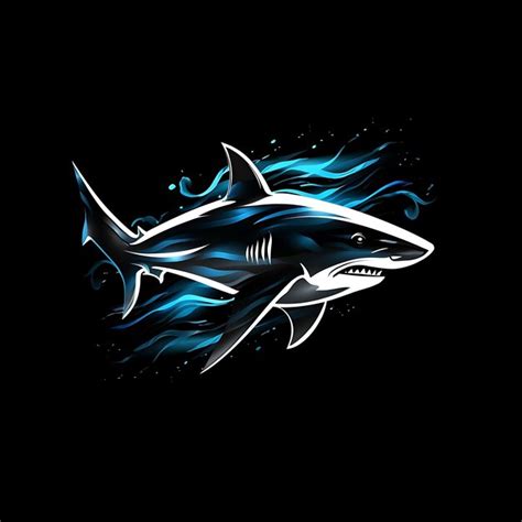 Premium Photo Neon Design Of Shark Logo Fierce With Sharp Teeth And