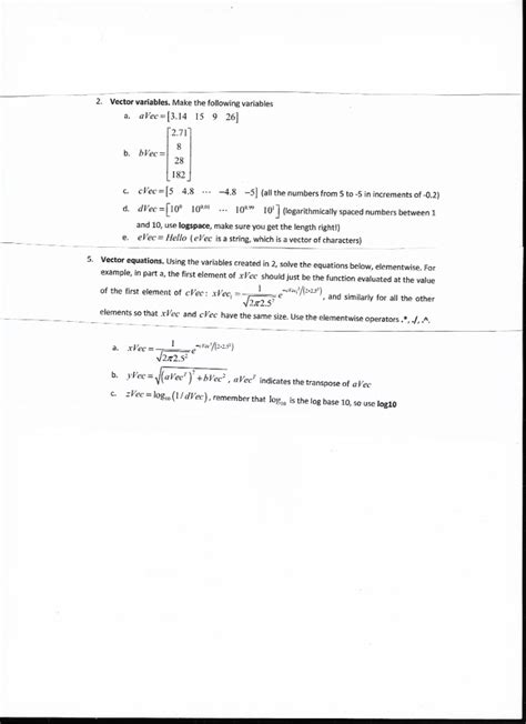 2 Vector Variables Make The Following Variables A