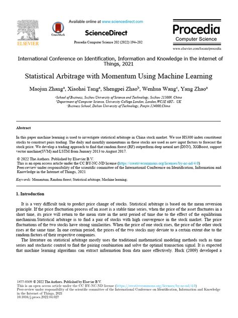 Statistical Arbitrage With Ml 1721555596 Pdf Artificial Neural Network Machine Learning
