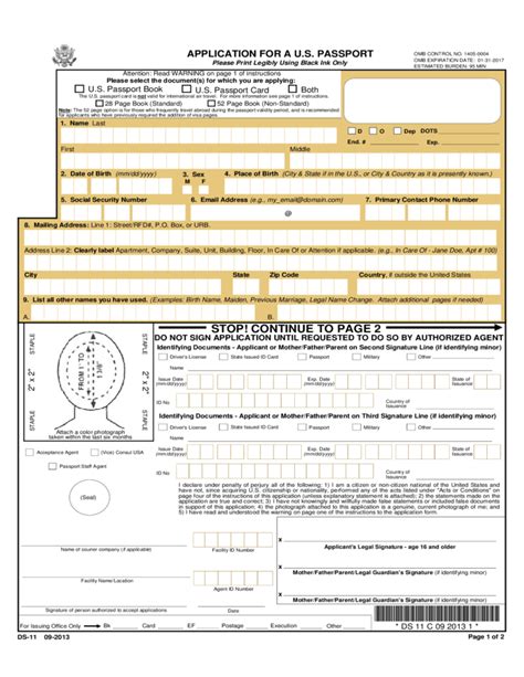 Us Passport Application Form Pdf Free Download Printable Printable