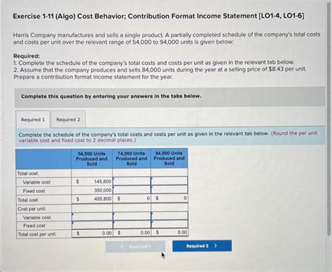 Solved Exercise Algo Cost Behavior Contribution Chegg