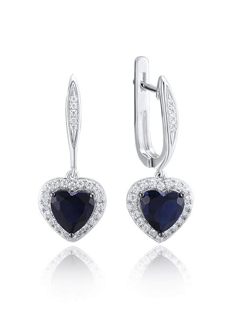 VALTERA Серьги из серебра 925 пробы со вставкой наносапфир и кубический ...