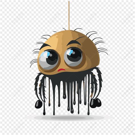 แมงมุมห้อย เวกเตอร์ สติ๊กเกอร์การ์ตูนแมงมุมสีดำกับแอ่งน้ำสีแดงห้อยลงมา การ์ตูน สติ๊กเกอร์ Png