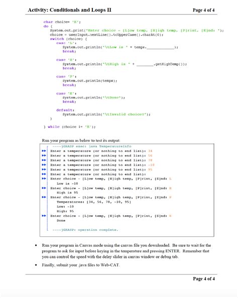 Activity Conditionals And Loops Ii Page 1 Of 4