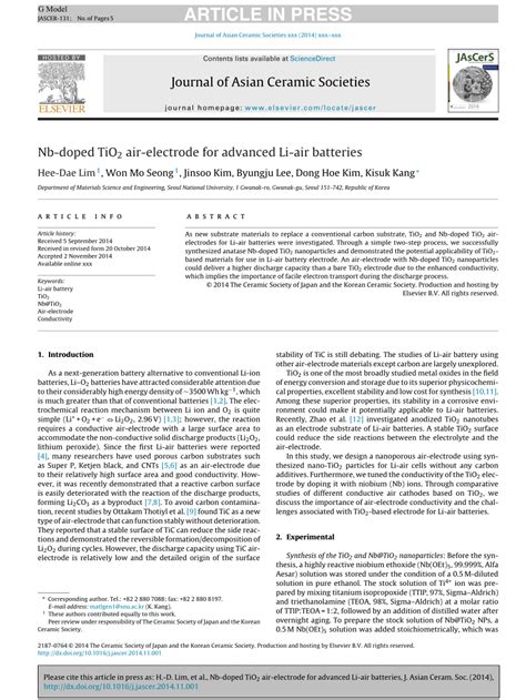 Pdf Nb Doped Tio2 Air Electrode For Advanced Li Air Batteries