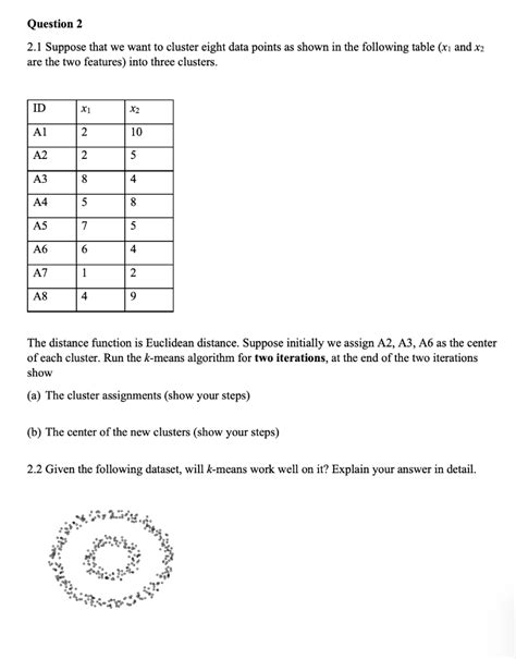 Solved Question Suppose That We Want To Cluster Eight Chegg