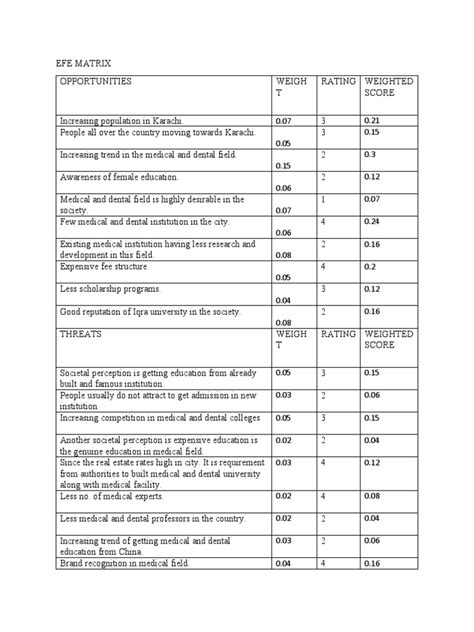 Efe Matrix Pdf