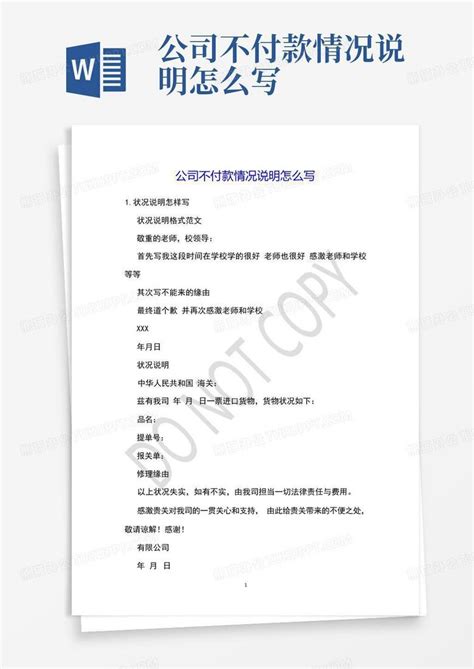 公司不付款情况说明怎么写Word模板下载 编号lmbpyvjm 熊猫办公